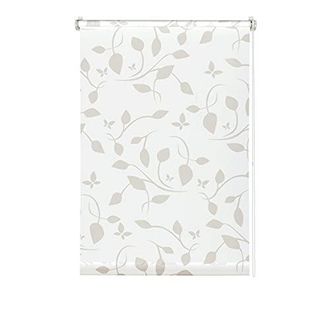 Gardinia EASYFIX Store Enrouleur Dekor 100 Scandinavian &agrave; Coller ou &agrave; Serrer, sans Per&ccedil;age, Opaque, Translucide, Blanc/Naturel, 115 x 180 cm
