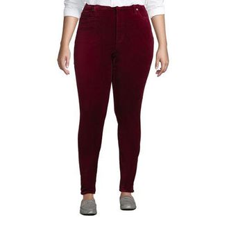 Lands End Slim Fit Samthose High Waist, Damen, Gr&ouml;&szlig;e:48 plus, Rot, Baumwoll-Mischung, by Lands End
