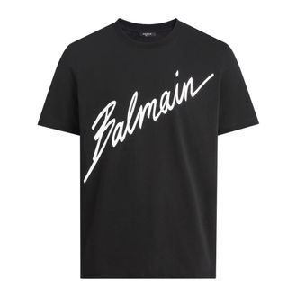 Balmain Bedrucktes Signatur-T-Shirt - - Tops - Herren - Schwarzk - S