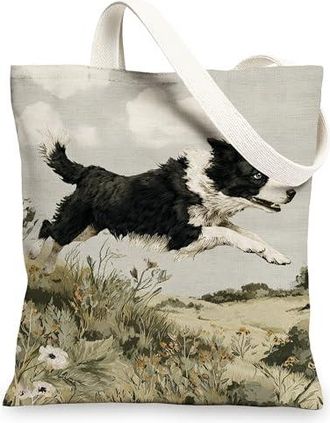 Generic Sacs fourre-tout en toile avec motif animal vintage - Respectueux de lenvironnement - Réutilisables - Légers - Lavables - Pour voyage, plage, shopping