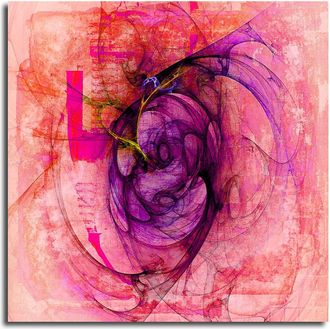 Paul Sinus Art The pink L - Abstrakt343_60x60cm Bild auf Leinwand Leidenschaft in pink Abstraktes Motiv quadratisches Format Kunstdruck auf Keilrahmen