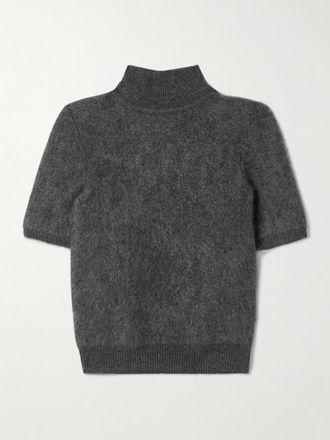 Adam Lippes Pull À Manches Courtes Et À Col Montant En Cachemire Brossé Ari - Gris