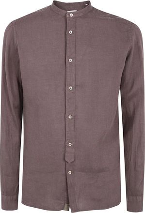 Tintoria Mattei Homme, Chemises, Brun, Taille: 2XL Chemise en lin &agrave; col mao