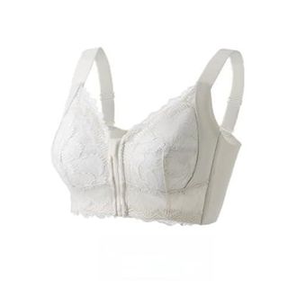 Generic Ziplacy Soutien-gorge de sport avec fermeture &eacute;clair sur le devant pour femme - Soutien-gorge de sport push-up fin sans fil en dentelle, blanc, XXL