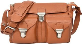 House Of Leather Renee Sac à bandoulière en cuir véritable avec deux poches avant et sangle réglable pour femme, peau, Medium