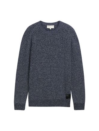 Tom Tailor Herren 1043032 Mouline Multicolor Pullover mit Rundhalsausschnitt, 36242-Navy Blue, X-Large