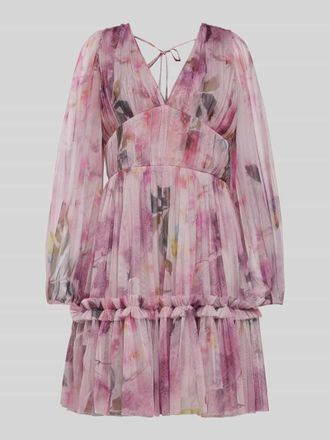 Lace & Beads Knielanges Cocktailkleid mit floralem Muster