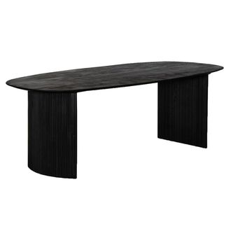 Giga Meubel Esstisch Oval - Schwarz - Mangoholz - 200cm - Esstisch Feline