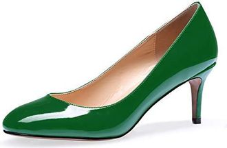 elashe Femme El&eacute;gant Pointue Brogue Kitten-Heel Escarpins Vert EU37