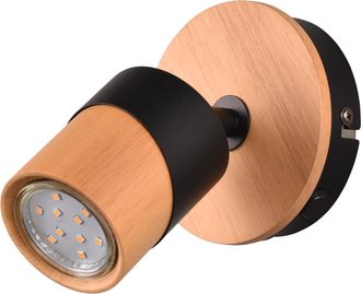 Trio Leuchten Deckenleuchte Aruni 801170132, Metall Schwarz matt, Holz Natur, exkl. 1x GU10