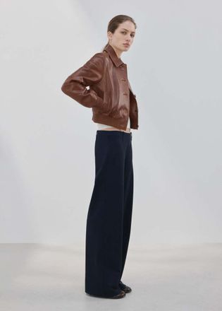 Mango Pantalon Lyocell droit bleu marine - Femme - S - MANGO