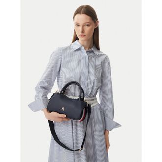 Tommy Hilfiger Handtasche Tommy Hilfiger Th Logotape Mini Satchel AW0AW18743 Dunkelblau