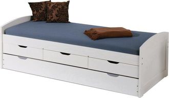 Inter Link SAS Lit gigogne 90x190 cm avec 3 tiroirs en pin massif blanc - chambery