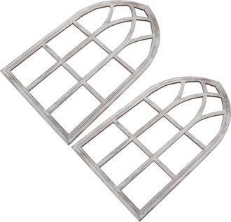 Garneck 2 St&uuml;ck Rustikale Bogenfenster Wanddekoration Kathedralenstil Fensterrahmen im Landhausstil Vintage Wanddeko f&uuml;r Wohnzimmer und Restaurant