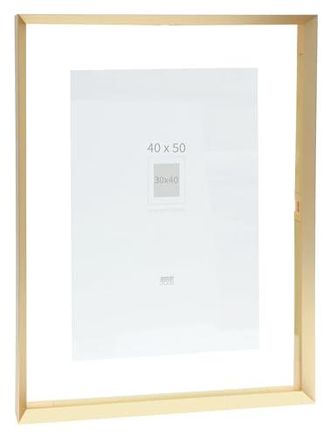 Deknudt Frames Bilderrahmen - zwischen zwei Gläsern - Goldrand - Aluminium - für Format bis 40 x 50 cm - S028A1 - zum Aufhängen