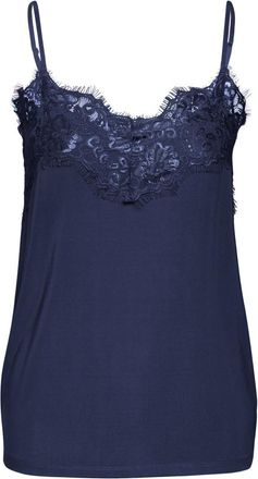 Soaked In Luxury Femme, Tops, Bleu, Taille: 36 FR Débardeur Marine avec Dentelle