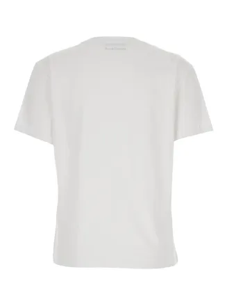 Acne Studios Womens White Crewneck T-Shirt With Logo Patch Organic Cotton T-Shirts & Jerseys