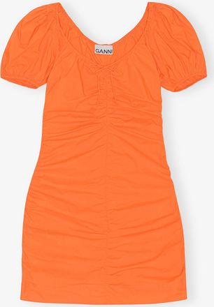 Ganni Mini robe en popeline de coton Orange biologique - Taille 40 - Pour Femme