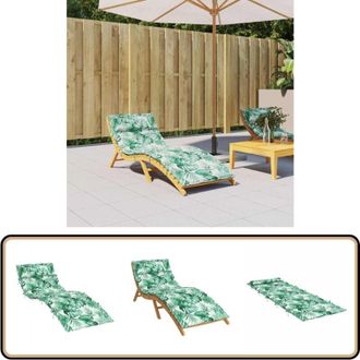 vidaXL Sonnenliegen-Auflage Blattmuster 180x60x3 cm Oxford-Gewebe - Gartenliege Auflagen - Oxford Stoff - Sonnenschirm Auflage - Wasserabweisende Liegematte