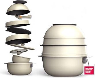 Masterpro SHARE und PLAY ; 10-teiliges stapelbares Kochgeschirrset ; abnehmbarer Griff ; platzsparend ; aluguss ; CERATECH Keramikbeschichtung ; induktions ; th