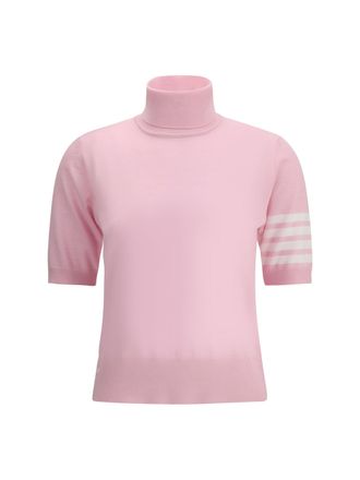 Thom Browne Womens Turtleneck Sweater Light Pink Polyamide