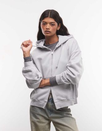 Weekday Hoodie zipp&eacute; gris clair Weekday