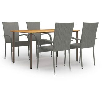 vidaXL 5-tlg. Garten-Essgruppe Poly Rattan Grau - Vidaxl