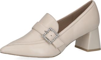 Caprice Damen Pumps aus Leder mit Glitzerschnalle, Cremefarben (Cream Perlato), 38.5 EU