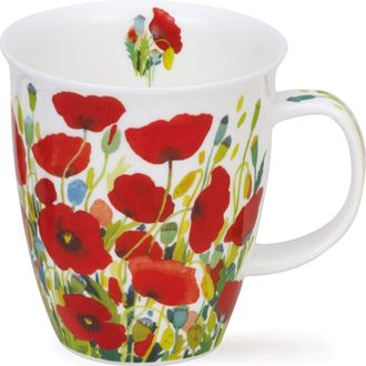 Dunoon Feines Knochenporzellan Nevis-Form hergestellt in England sp&uuml;lmaschinen und mikrowellengeeignet Meadow, poppy