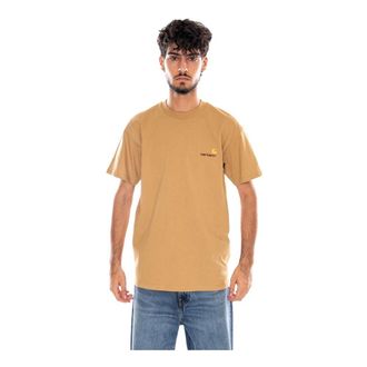 Carhartt Work in Progress T-shirt American Script S/S - Homme - Tops - Beige - Taille: S