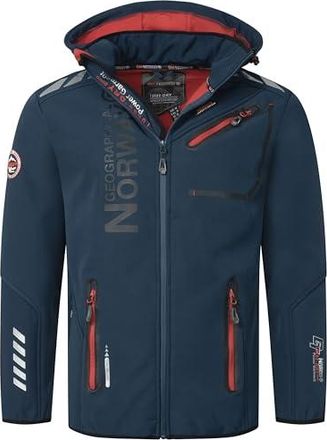Geographical Norway IMS Production Veste softshell pour homme Automne Hiver Extérieur Pluie Veste de transition, Bleu marine/rouge, L