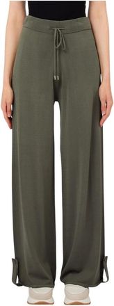Liu Jo Femme, Pantalons, Vert, Taille: 36 FR Wide Pantalons