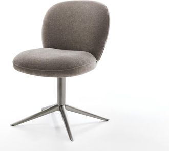 DELIFE Drehstuhl Nube-Flex Strukturstoff Soft Taupe Fu&szlig;kreuz Graphit 360&deg; drehbar Wippfunktion Taschenfederkern, Esszimmerst&uuml;hle