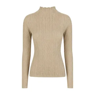 Fabiana Filippi Femme, Pulls, Beige, Taille: 40 FR Pull &agrave; col roul&eacute; en Lurex c&ocirc;tel&eacute;