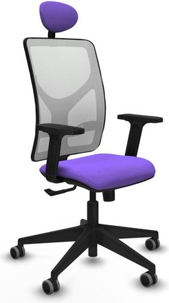 Piqueras y Crespo Computerstuhl mit 2D-Armlehnen, h&ouml;henverstellbarer Lendenwirbelst&uuml;tze und festem Kopfteil, ausgestattet mit 3 Positionen und Schneideschaum, Wei&szlig;/Lila