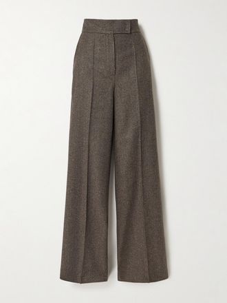 Max Mara Pantalon Large En Laine - Marron