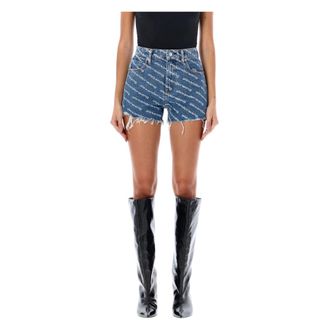 Alexander Wang Femme, Shorts, Bleu, Taille: W26 Shorts Logo Bleu Fonc&eacute;