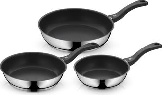 WMF Devil Pfannenset Induktion 3-teilig - Bratpfannen 20, 24, 28 cm - Edelstahl Cromargan Antihaft Pfannen Set, beschichtet, sp&uuml;lmaschinengeeignet, backof
