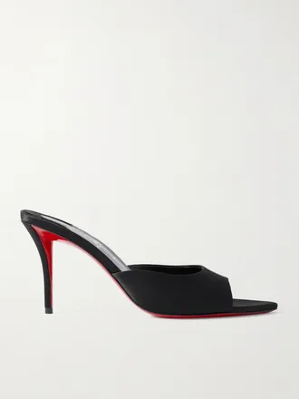 Christian Louboutin Mules En Satin Apostropha 80 - Noir