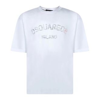 Dsquared2 Homme, Tops, Blanc, Taille: M T-shirt blanc avec logo distinctif