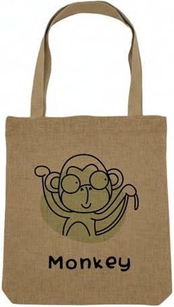 Fabulous Sac Shopping Tote Bag Aspect Lin - Singe Signe Astrologique Chinois Dessin Zodiaque Horoscope Animal Illustration - Sac de Courses Toile Epaisse 360g 