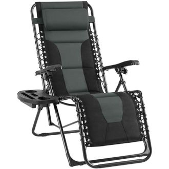 Yaheetech Yaheetech Fauteuil de Jardin Z&eacute;ro Gravit&eacute; Rembourr&eacute; Fauteuil de Camping en Tissu Chaise Longue Pliable Inclinable avec Accoudoirs Porte-gobelet
