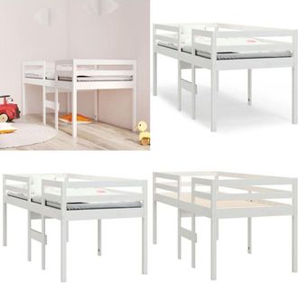 vidaXL Hochbett Weiß 80x200 cm Massivholz Kiefer - Kinderbett - Hochbett - Jugendzimmer - Weißes Möbelstück - Kiefernholz - Home & Living