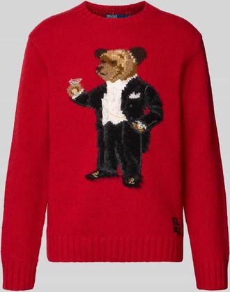 Polo Ralph Lauren Regular Fit Pullover aus reiner Wolle mit Polo-Bear-Intarsie