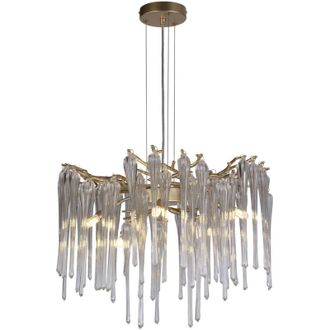 Searchlight Searchlight - heritage Lustre 5L Convertible Plaf M&eacute;tal Dor&eacute; mat, goutte de verre G9 5x33w Max CL1 diam50cm haut 1m