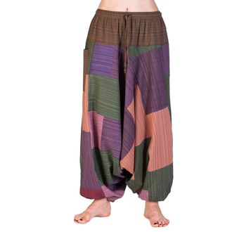 Panasiam Aladin Pants Cotton Lini, Patchwork Brown Tones, L