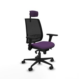 Piqueras y Crespo Alares B&uuml;rostuhl mit 3D-Armen, h&ouml;henverstellbare Lendenwirbelst&uuml;tze und h&ouml;henverstellbares Kopfteil, Schwarz/Violett