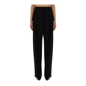 Bottega Veneta Femme, Pantalons, Noir, Taille: 38 FR Pantalon pliss&eacute; taille haute