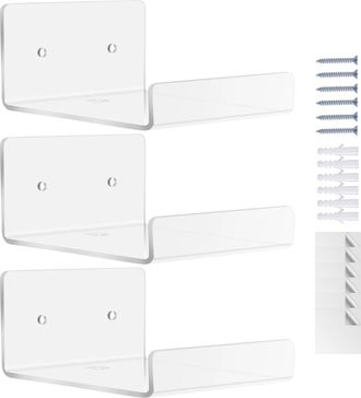 Generic Schweberegale aus Acryl, 3 St&uuml;ck, f&uuml;r Badezimmer, Make-up, Regale, Wandmontage, schwebendes f&uuml;r Mieter, Designer, Studenten, B&uuml;ro, Gesch&auml;ft, Hotel, Ba