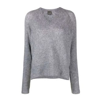 Lorena Antoniazzi Grauer Kaschmir-Seiden V-Ausschnitt Pullover - - Knitwear - Damen - Grau - L